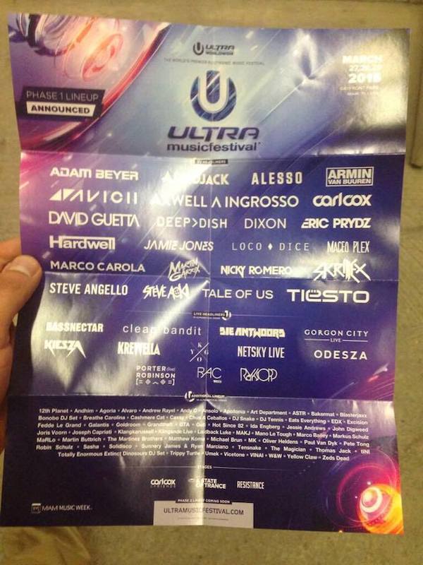 Suposto Line Up do Ultra Music Festival circula na internet.